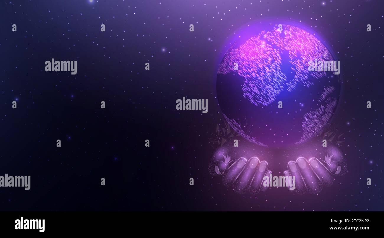 Futuristic map of the planet. World map. Globalization internet and ...