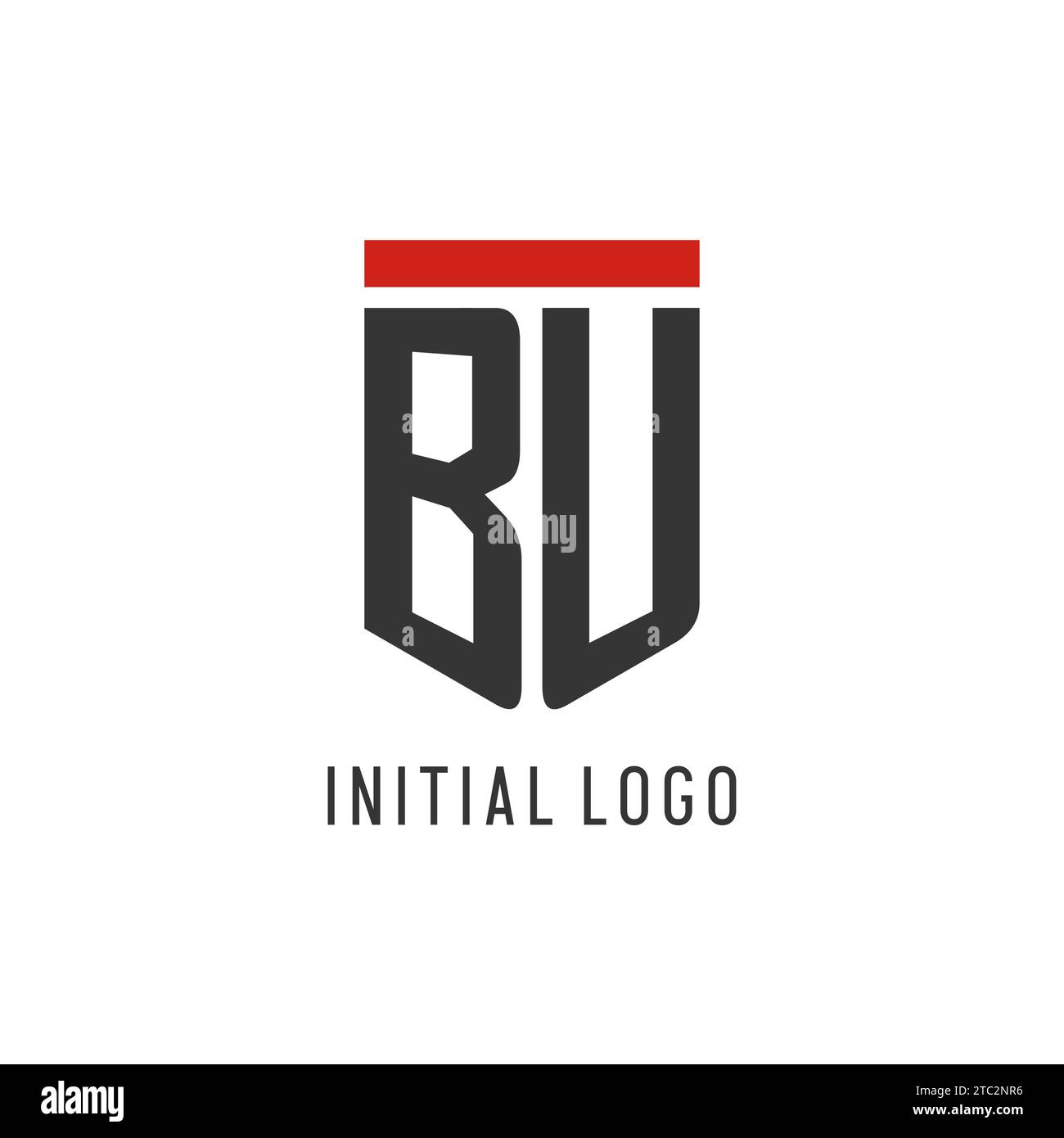 BU initial esport logo with simple shield design style vector graphic ...