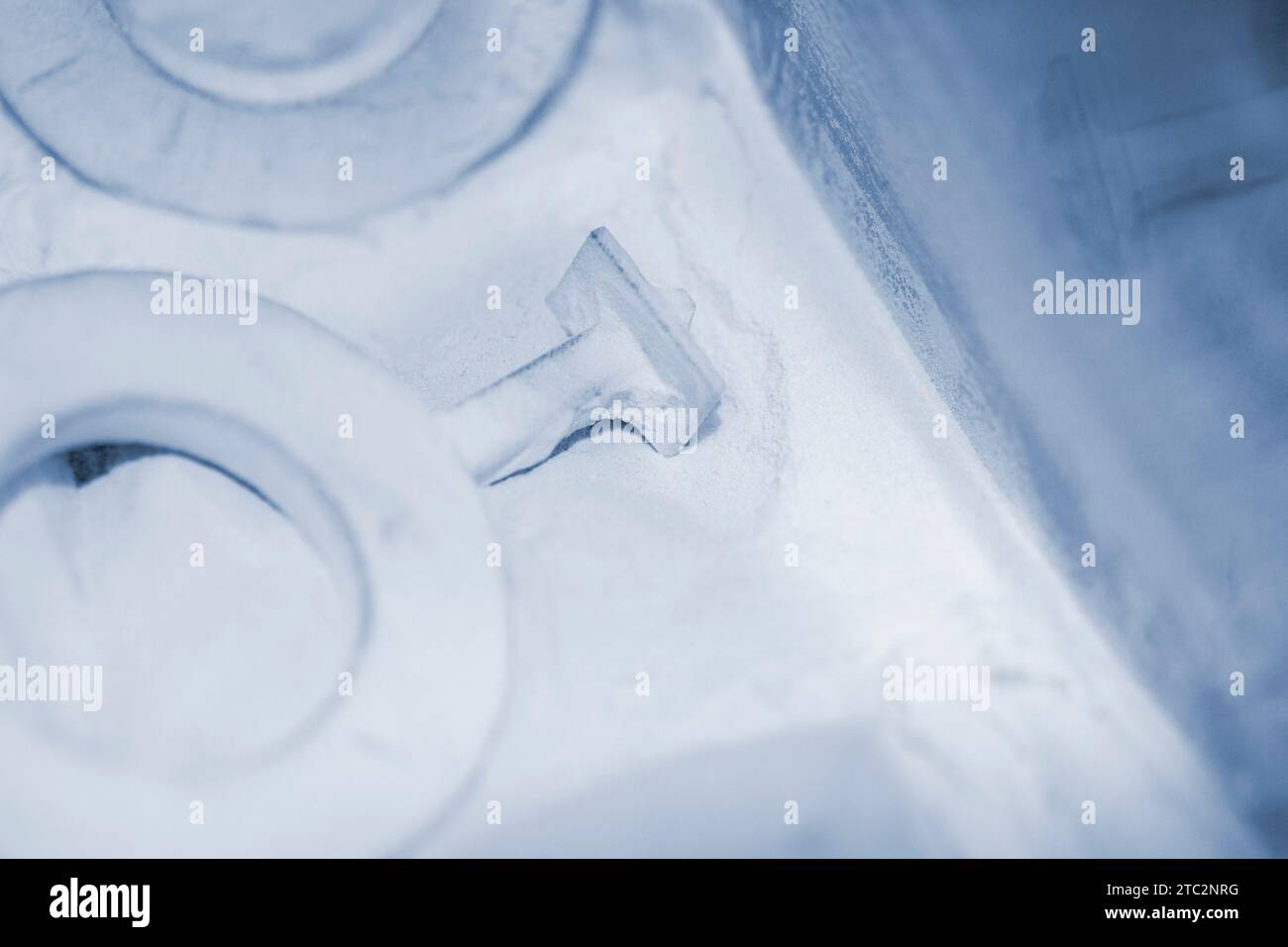 Objects printed on a 3D printer from powdered polyamide lying in white ...