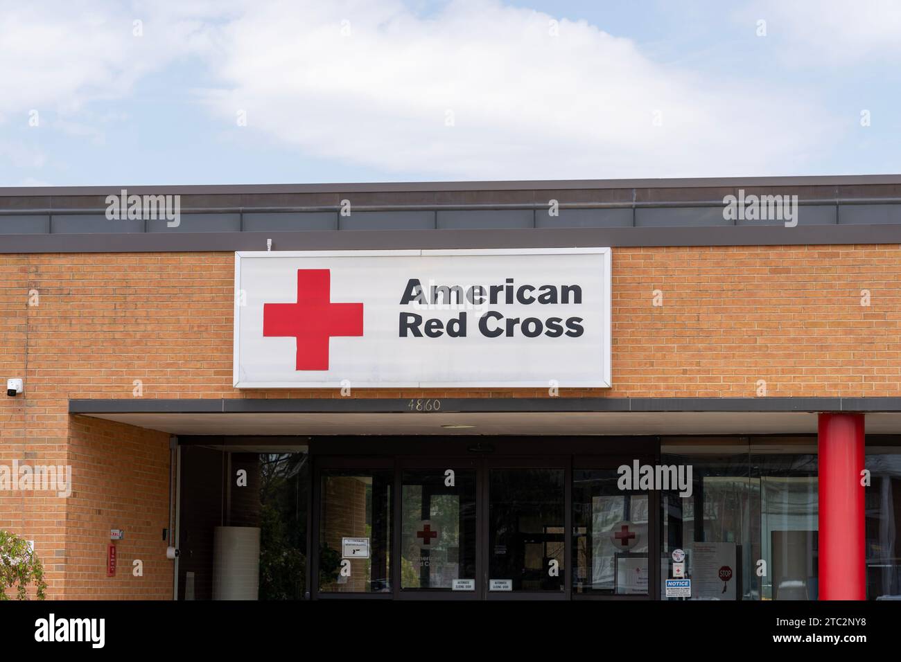 American Red Cross sign on the building at Southwest Chapter and Blood ...