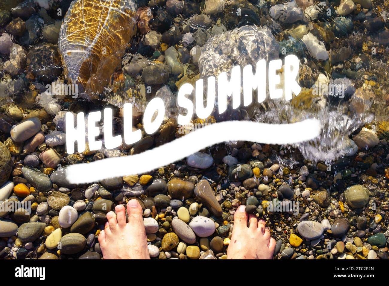 Hello Summer. Sea vacation travel concept tourism and resorts. Summer ...