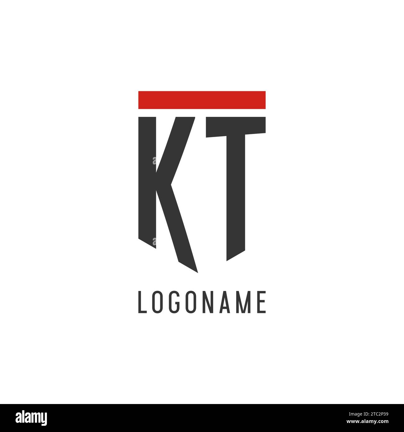 KT initial esport logo with simple shield design style vector graphic ...