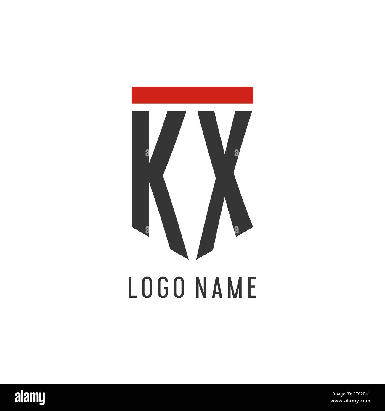 KX initial esport logo with simple shield design style vector graphic ...
