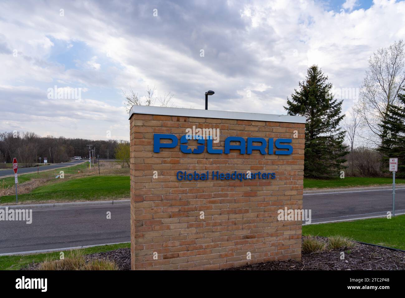 Polaris ground logo sign at its Global Headquarters in Medina ...