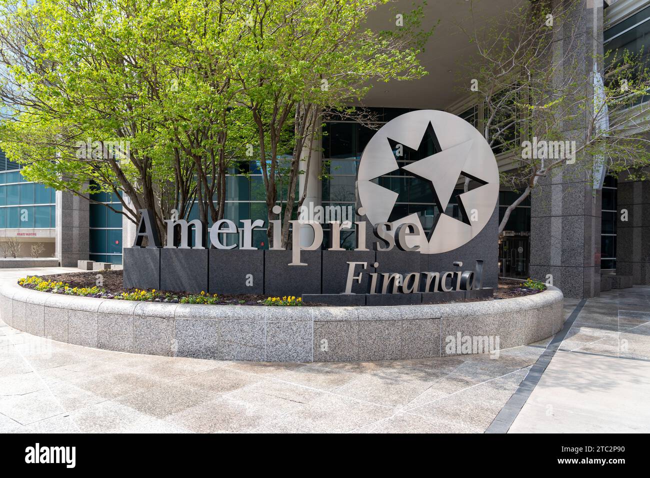 Ameriprise Financial logo sign at headquarters in Minneapolis ...
