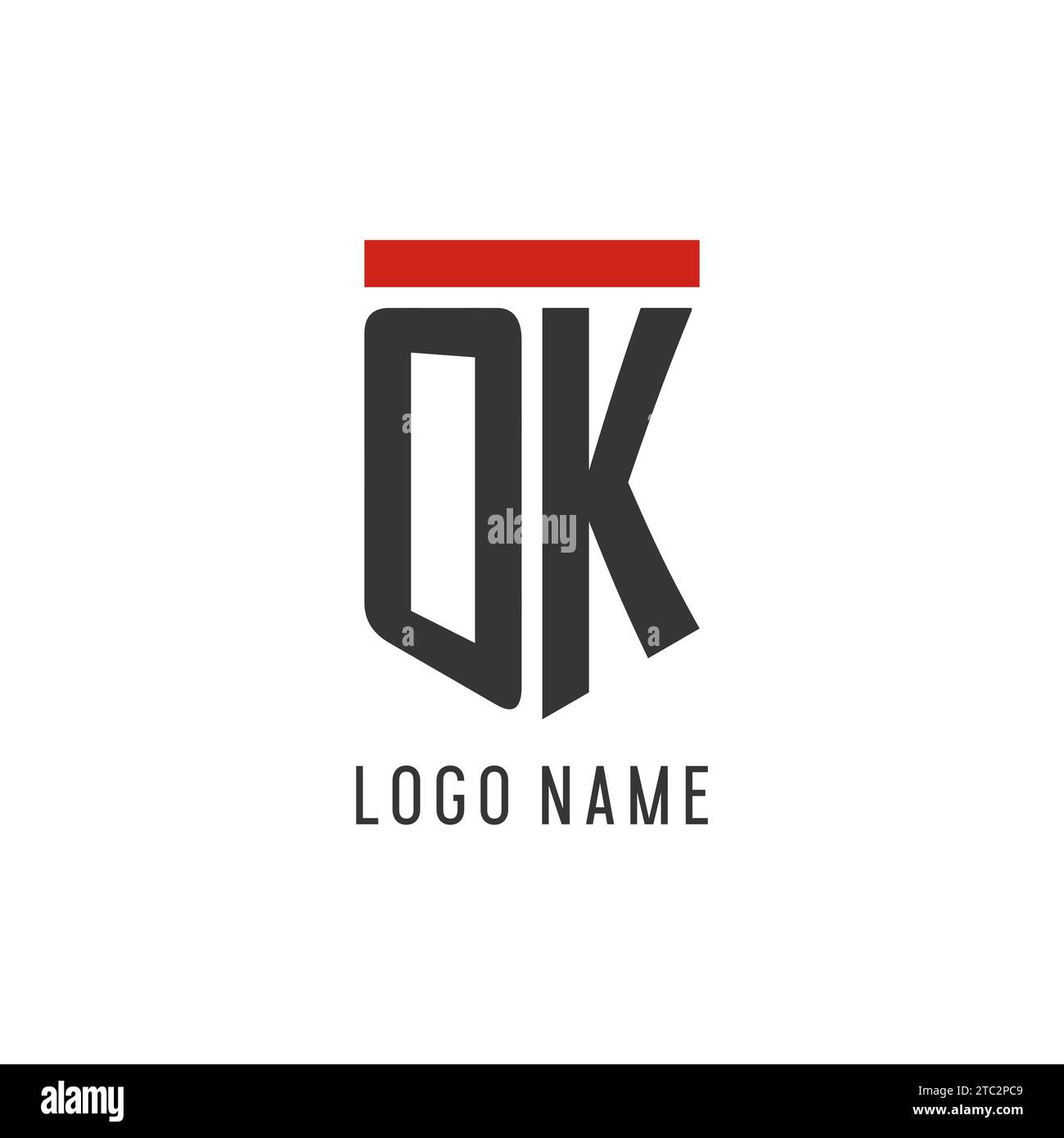 OK initial esport logo with simple shield design style vector graphic ...