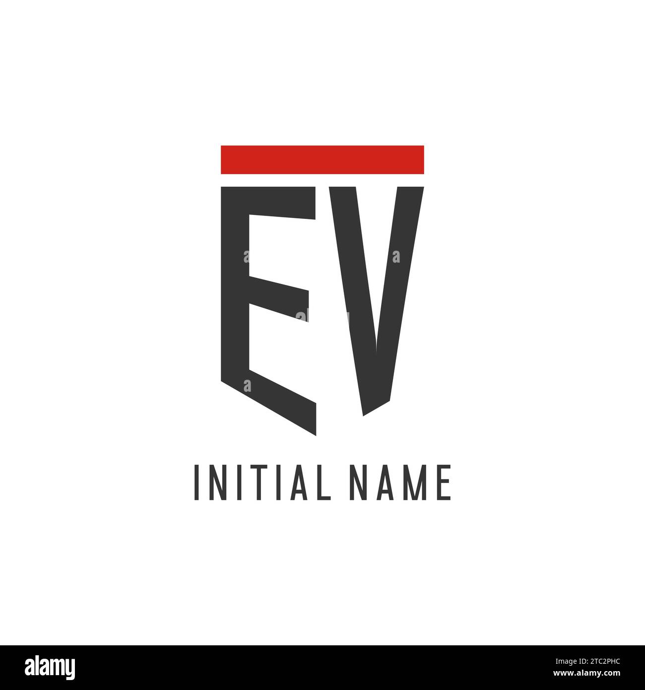 EV initial esport logo with simple shield design style vector graphic ...