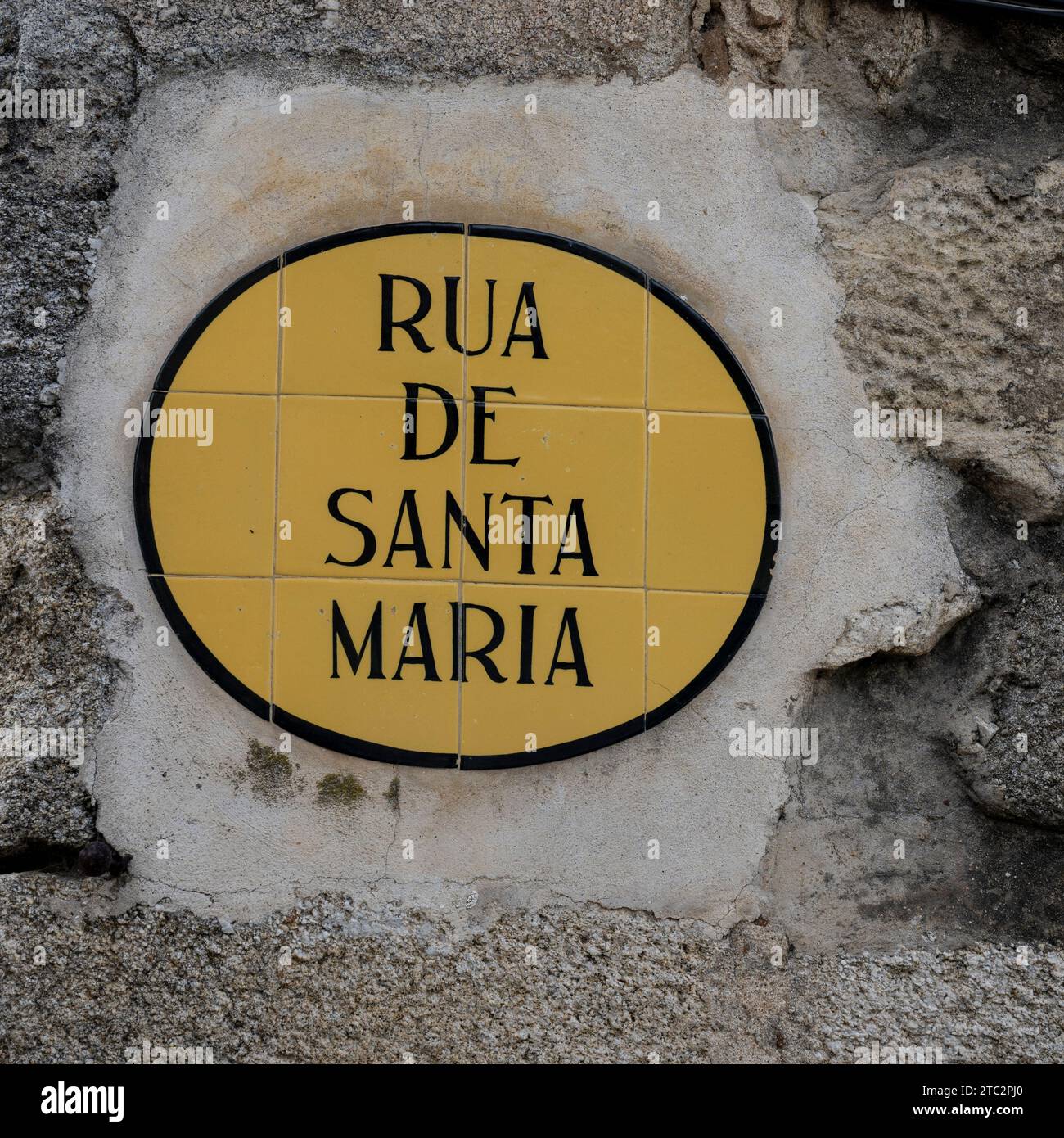 Rua de Santa Maria Painted ceramic tiles street sign Old Town, Evora ...