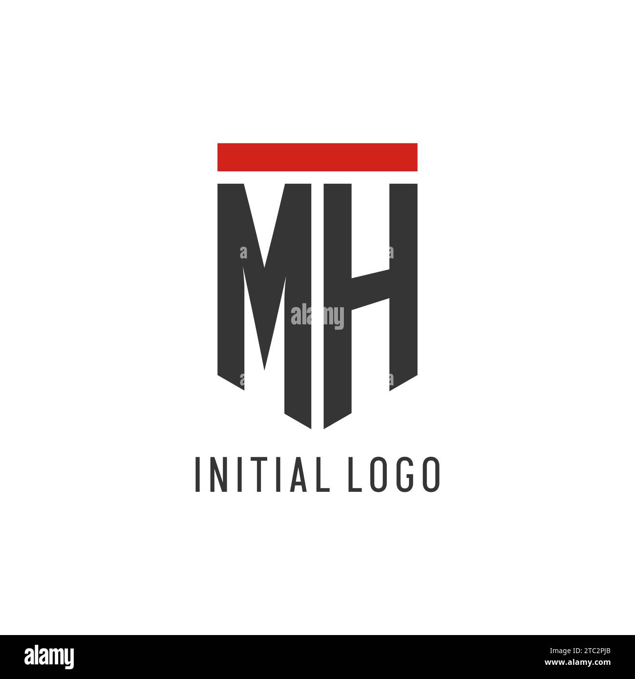 MH initial esport logo with simple shield design style vector graphic ...