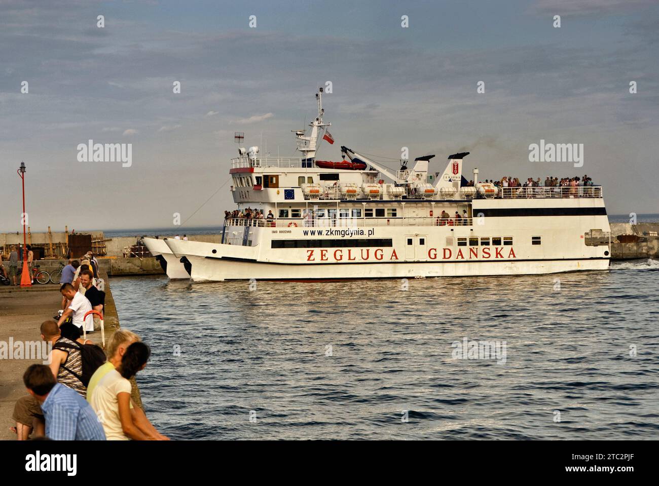 Excursion catamaran boat Agat at waterfront in Gdynia, Pomorskie ...