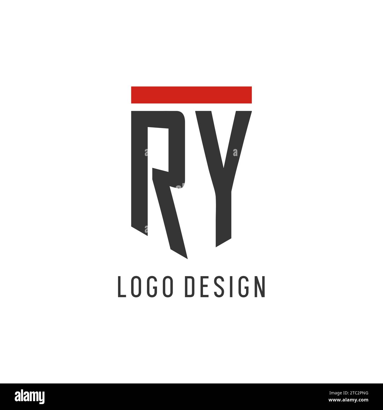 RY initial esport logo with simple shield design style vector graphic ...