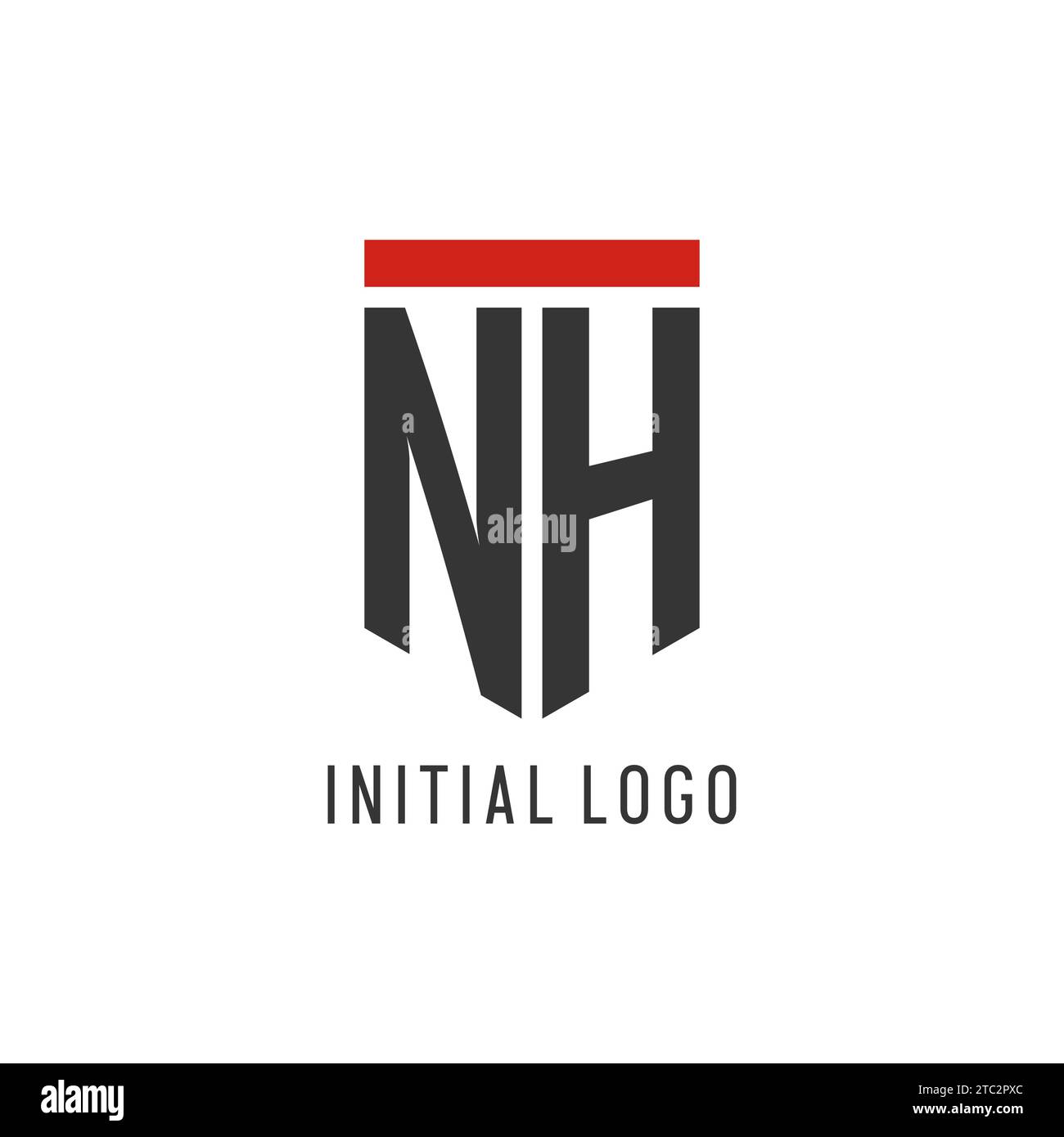 NH initial esport logo with simple shield design style vector graphic ...