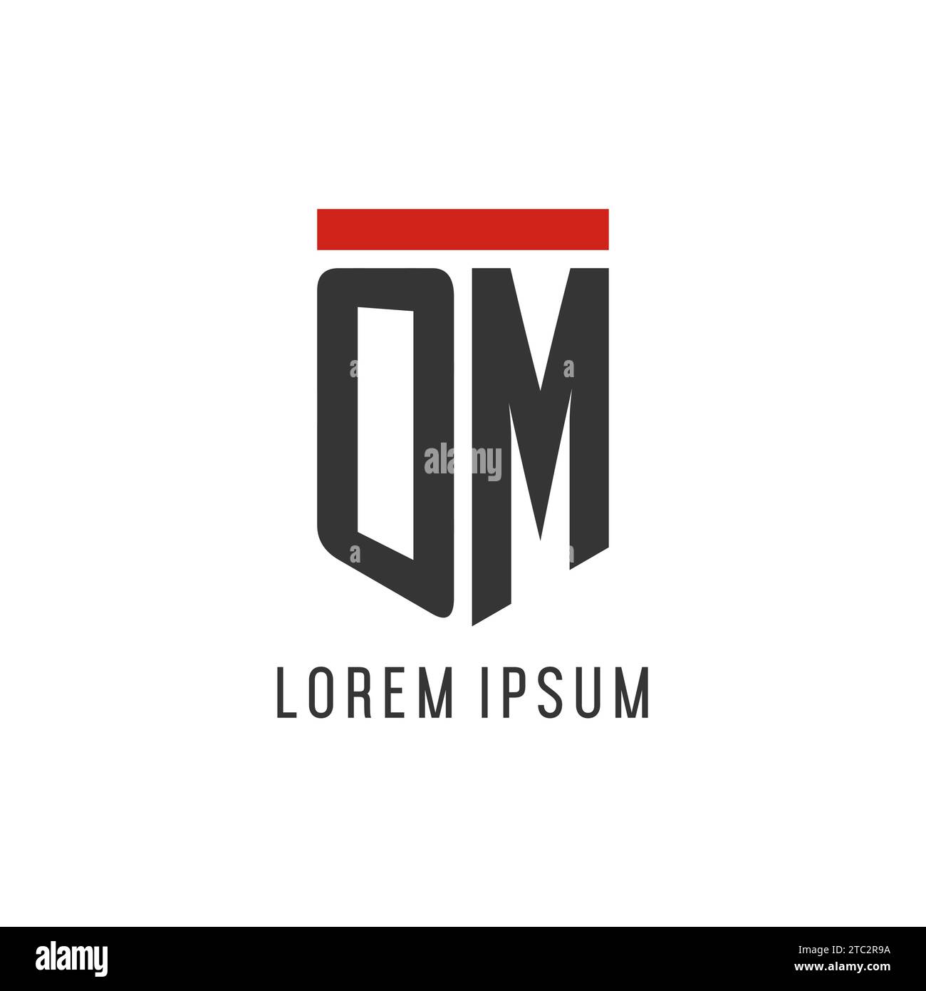 OM initial esport logo with simple shield design style vector graphic ...