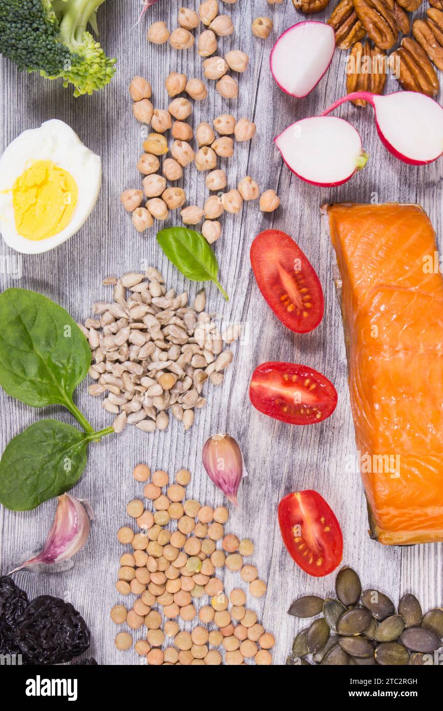 Healthy nutritious food and various ingredients as source natural ...