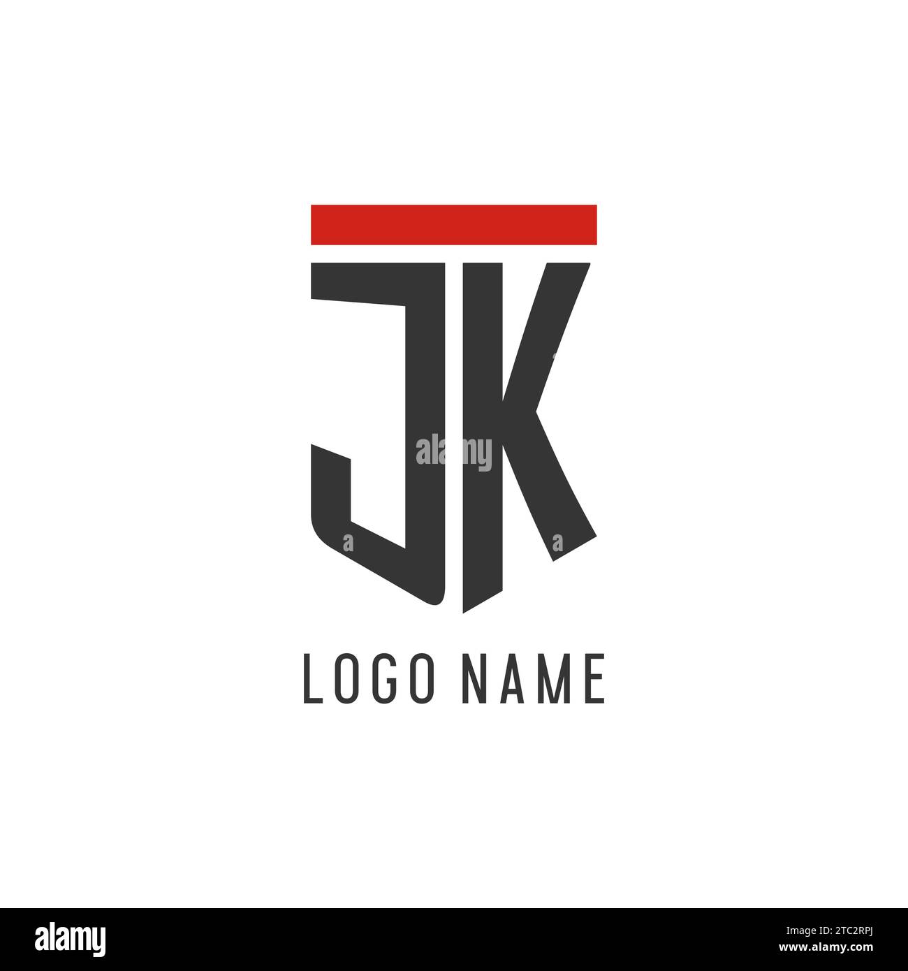 JK initial esport logo with simple shield design style vector graphic ...