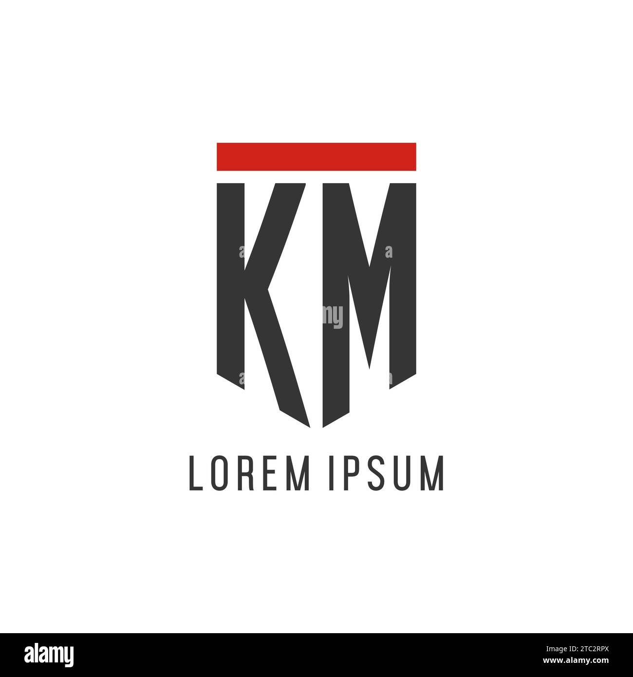 KM initial esport logo with simple shield design style vector graphic ...