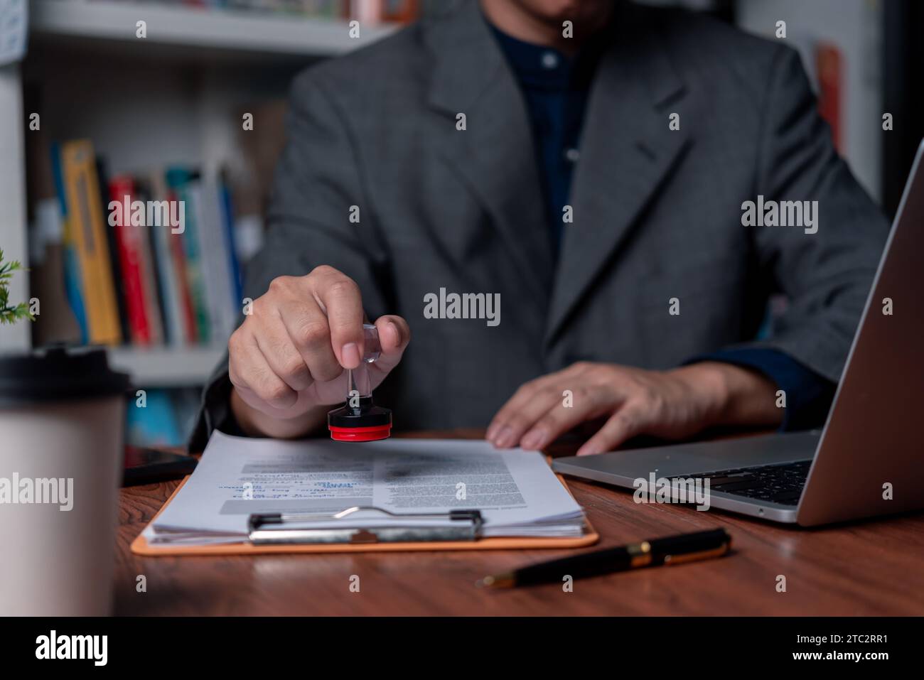 Signing approval record documents stamp confirmation occupation ...