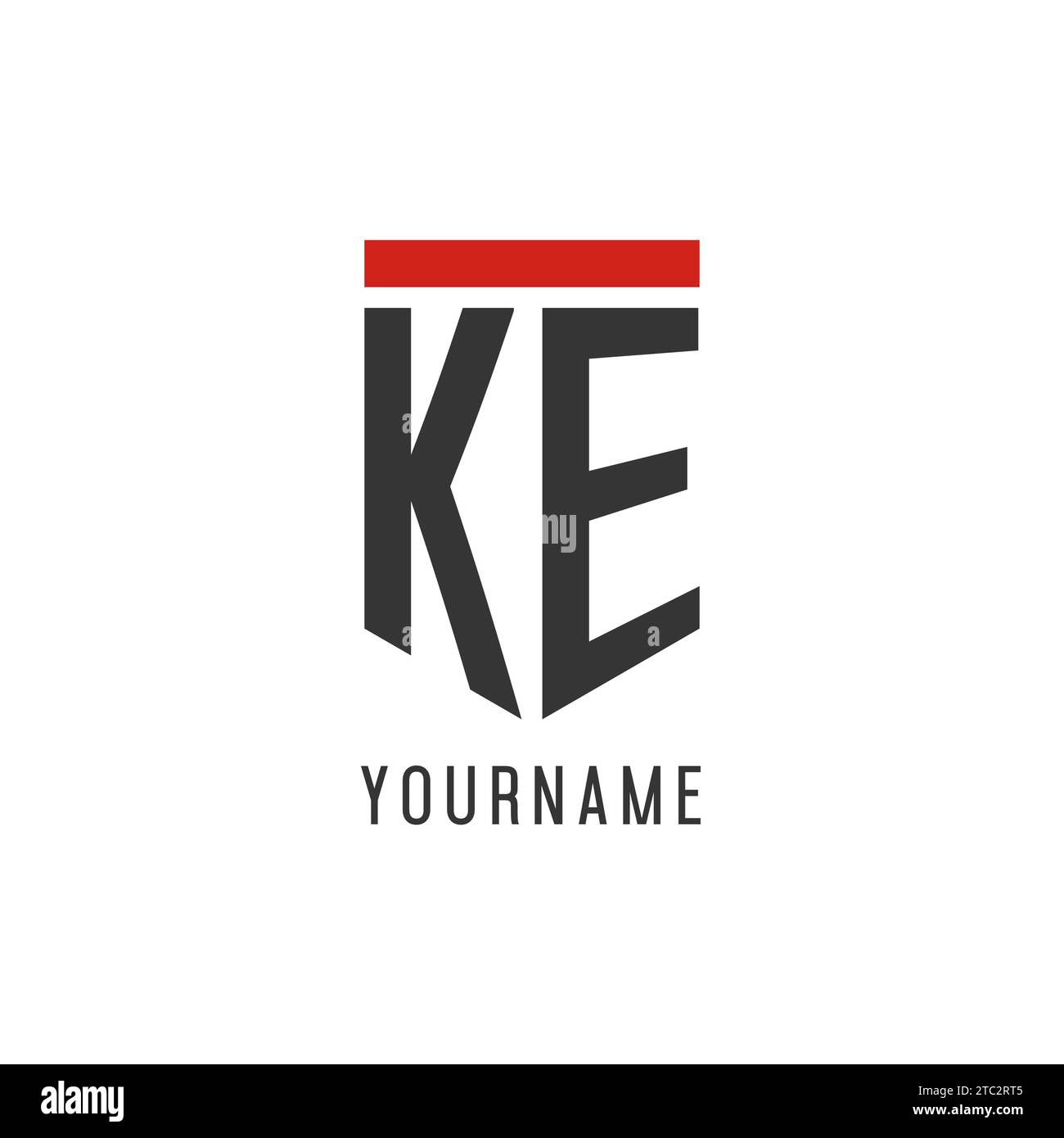 KE initial esport logo with simple shield design style vector graphic ...