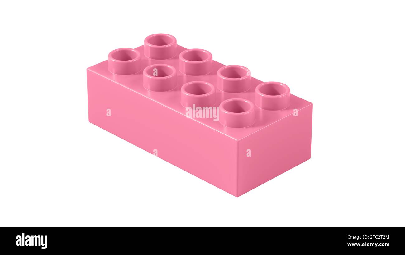 Flamingo Pink Plastic Lego Block Isolated on a White Background ...