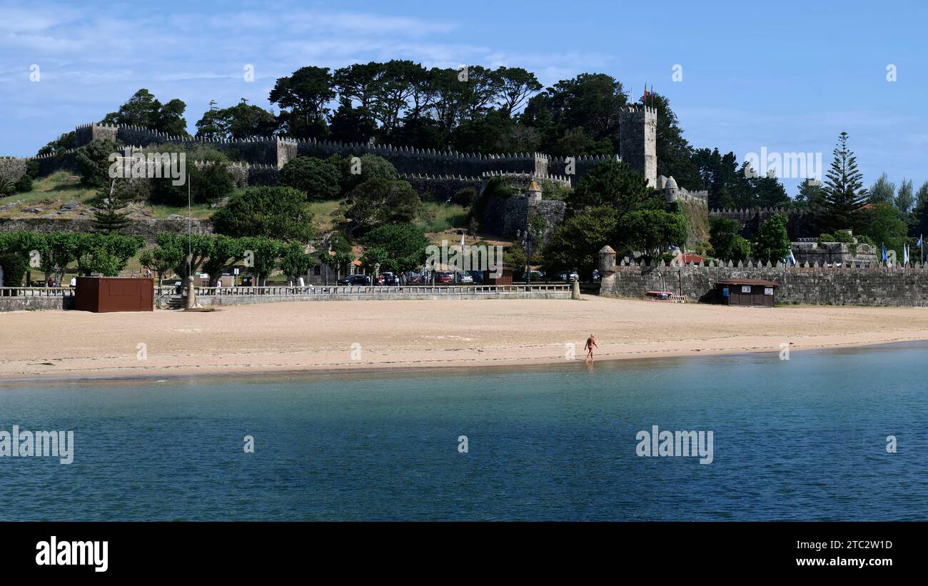 Praia da Ribeira, Castillo de Monterreal, Baiona, Galicia,northwest ...