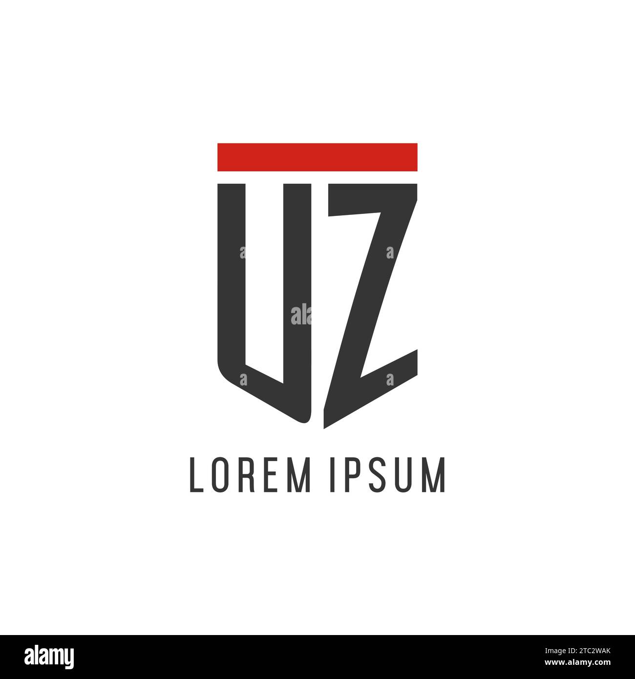 UZ initial esport logo with simple shield design style vector graphic ...