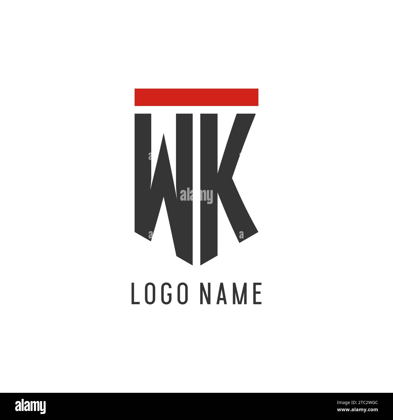 WK initial esport logo with simple shield design style vector graphic ...