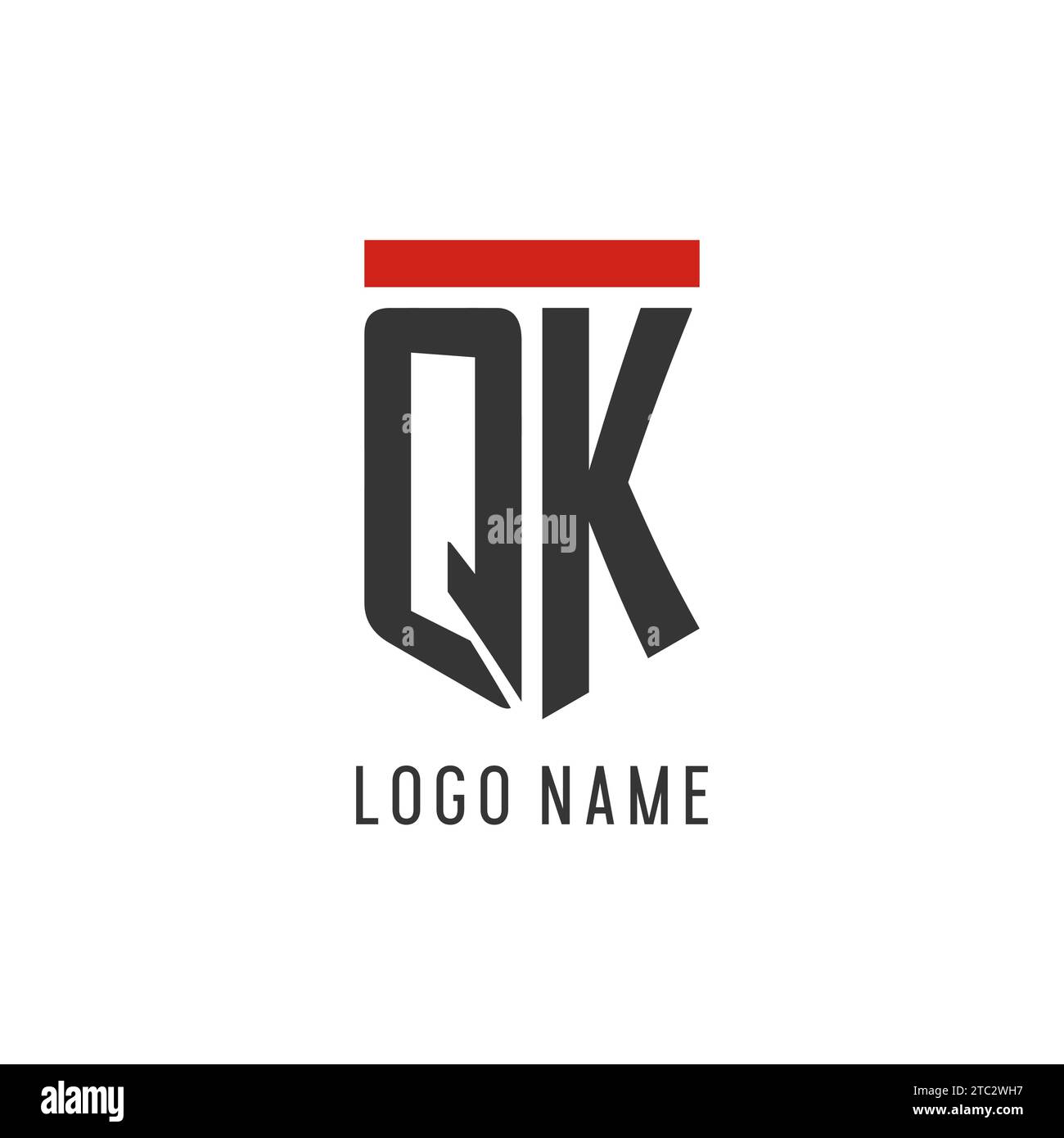 QK initial esport logo with simple shield design style vector graphic ...
