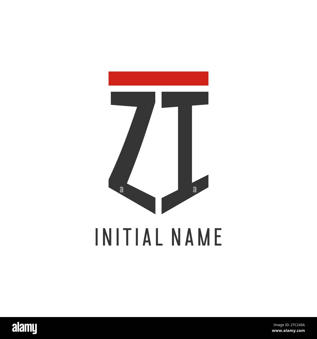 ZI initial esport logo with simple shield design style vector graphic ...