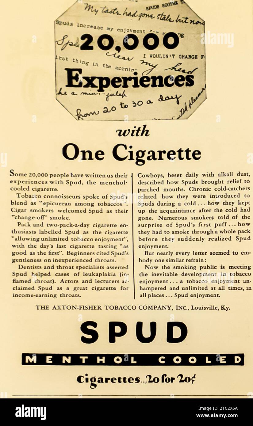 Spud menthol cooled cigarettes hi-res stock photography and images - Alamy