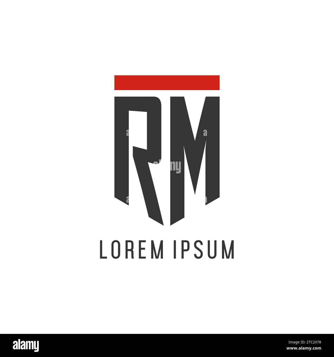 RM initial esport logo with simple shield design style vector graphic ...