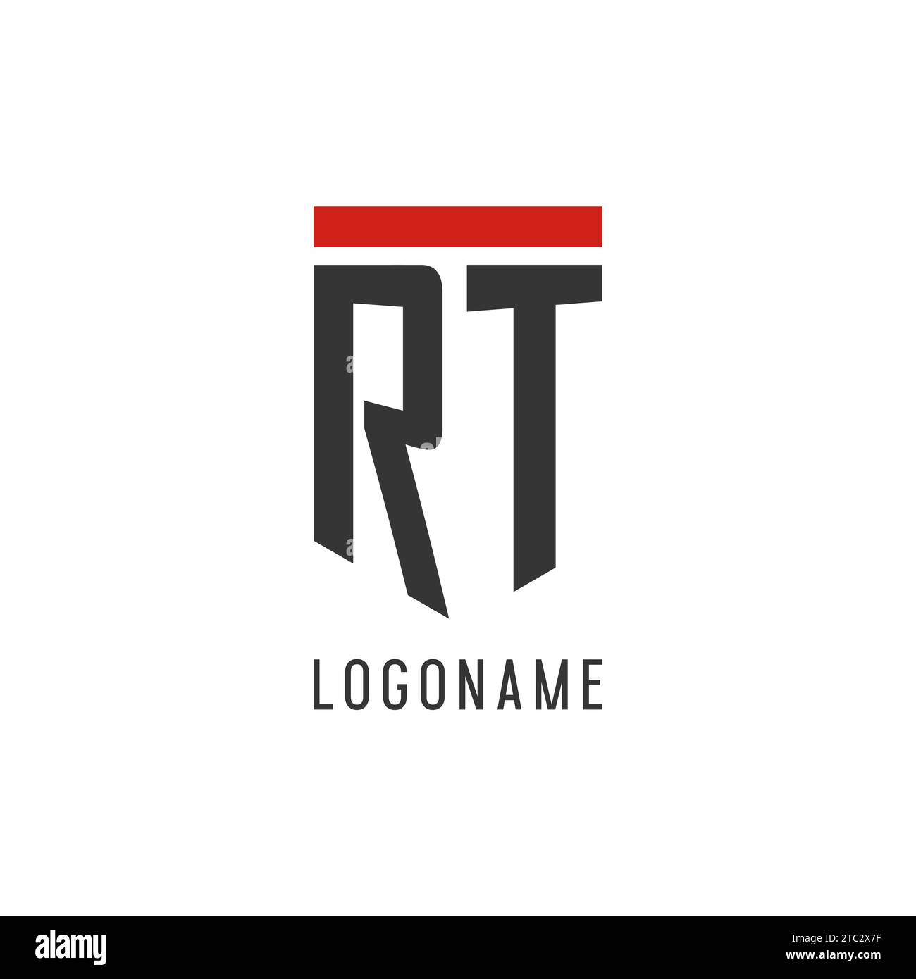 RT initial esport logo with simple shield design style vector graphic ...