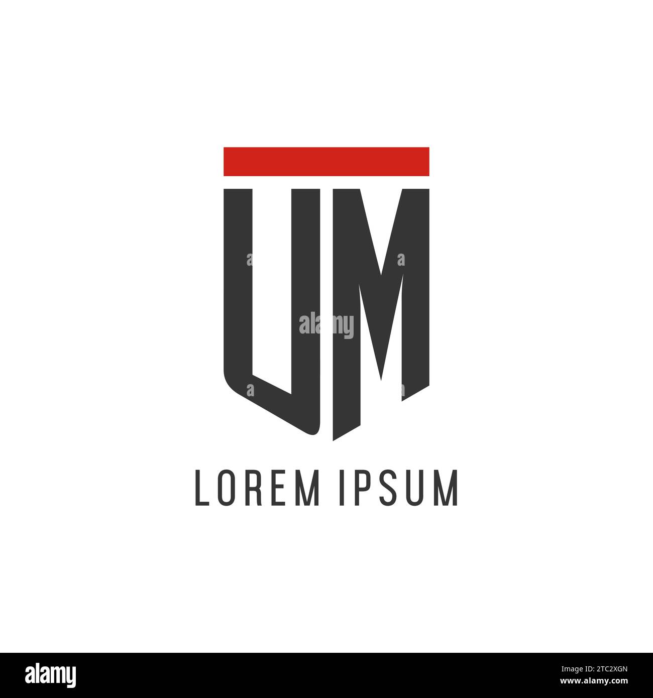 UM initial esport logo with simple shield design style vector graphic ...