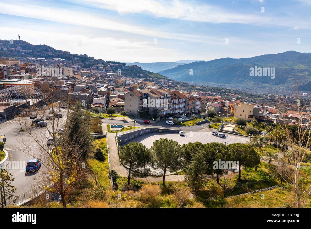Bronte, Sicily, Italy - February 17, 2023: Panoramic view of Bronte ...