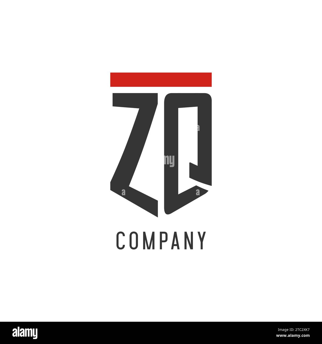 ZQ initial esport logo with simple shield design style vector graphic ...