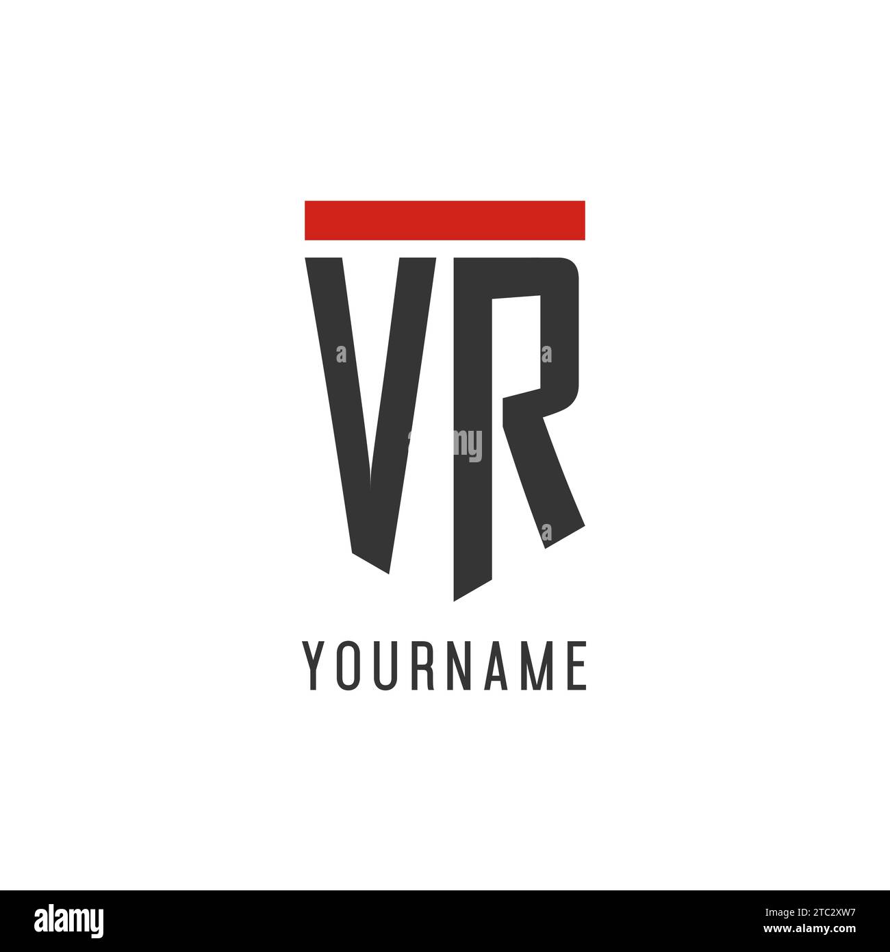 VR initial esport logo with simple shield design style vector graphic ...