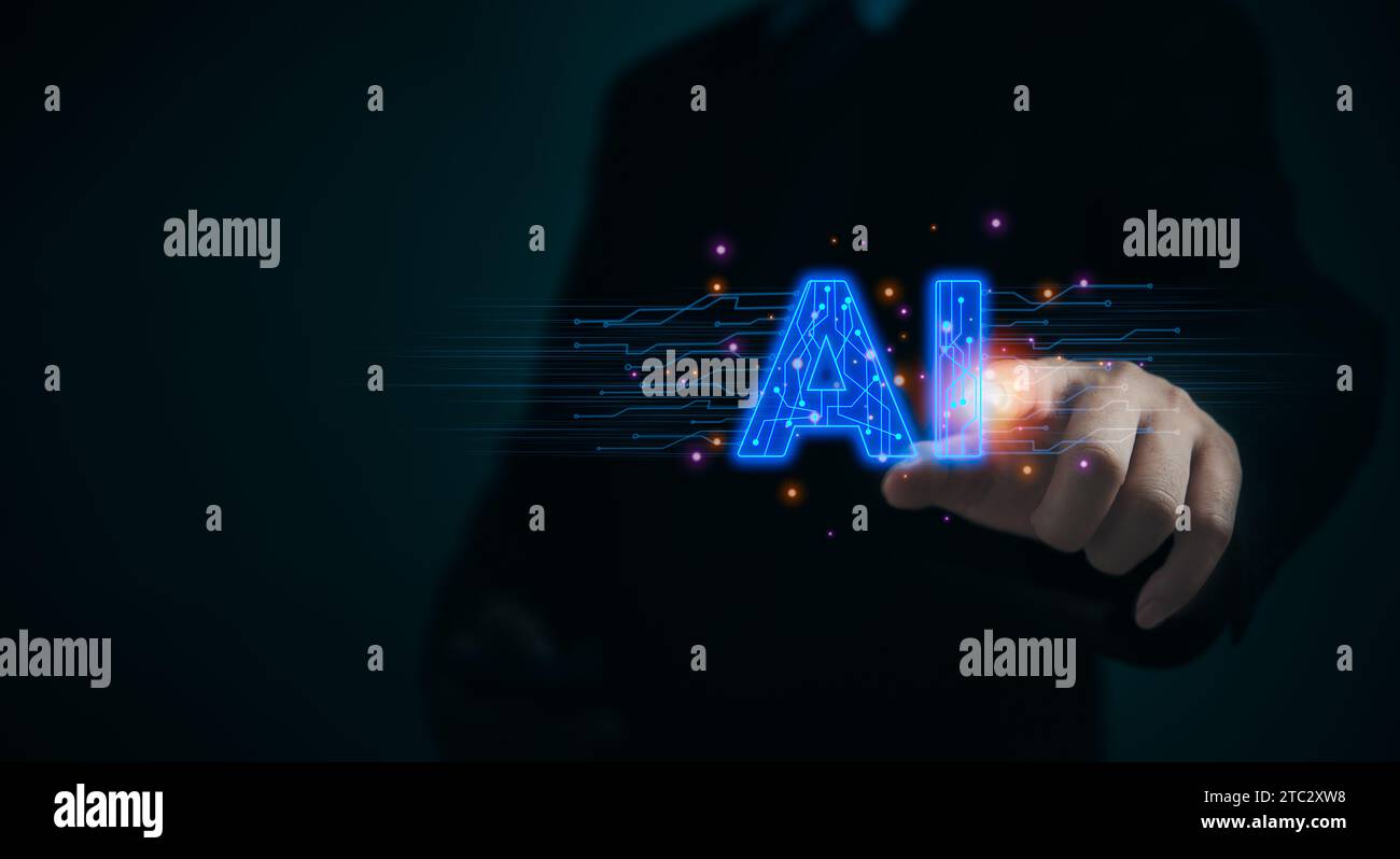 Chat with AI Artificial Intelligence. Digital technology smart chatbot, robot application ...