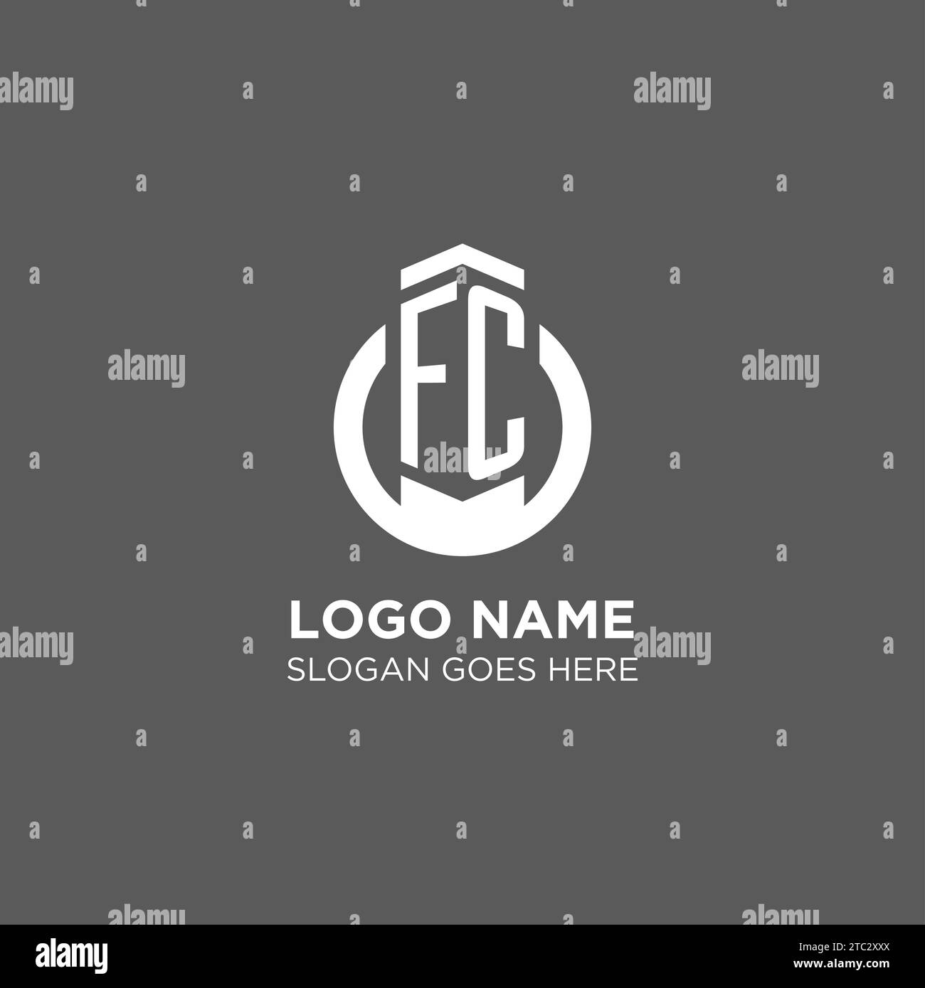 Initial FC circle round line logo, abstract company logo design ideas vector graphic Stock ...