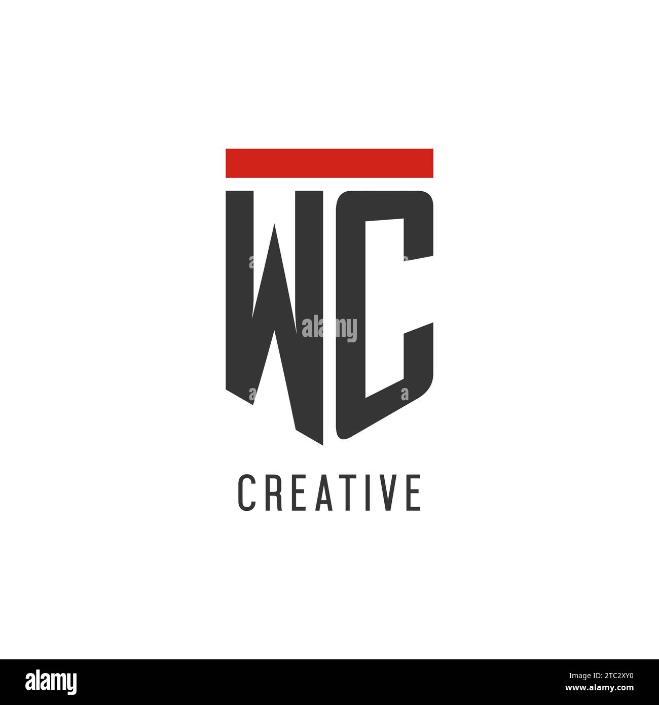 WC initial esport logo with simple shield design style vector graphic ...