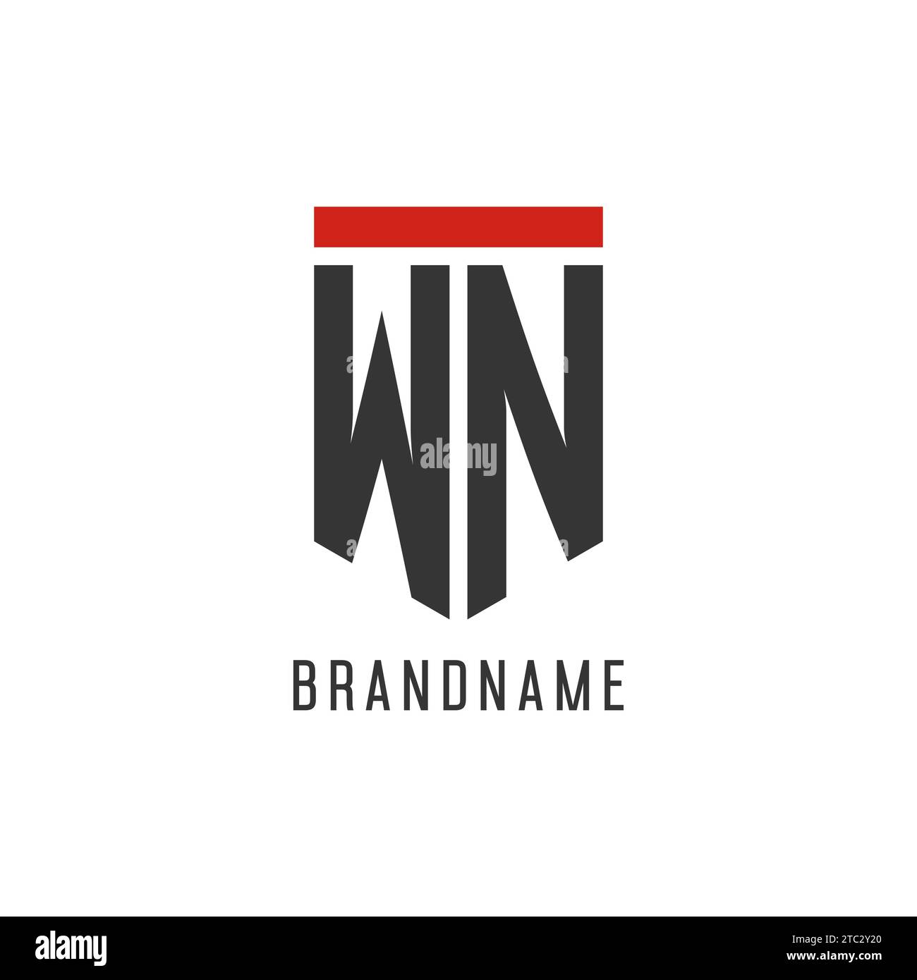 WN initial esport logo with simple shield design style vector graphic ...