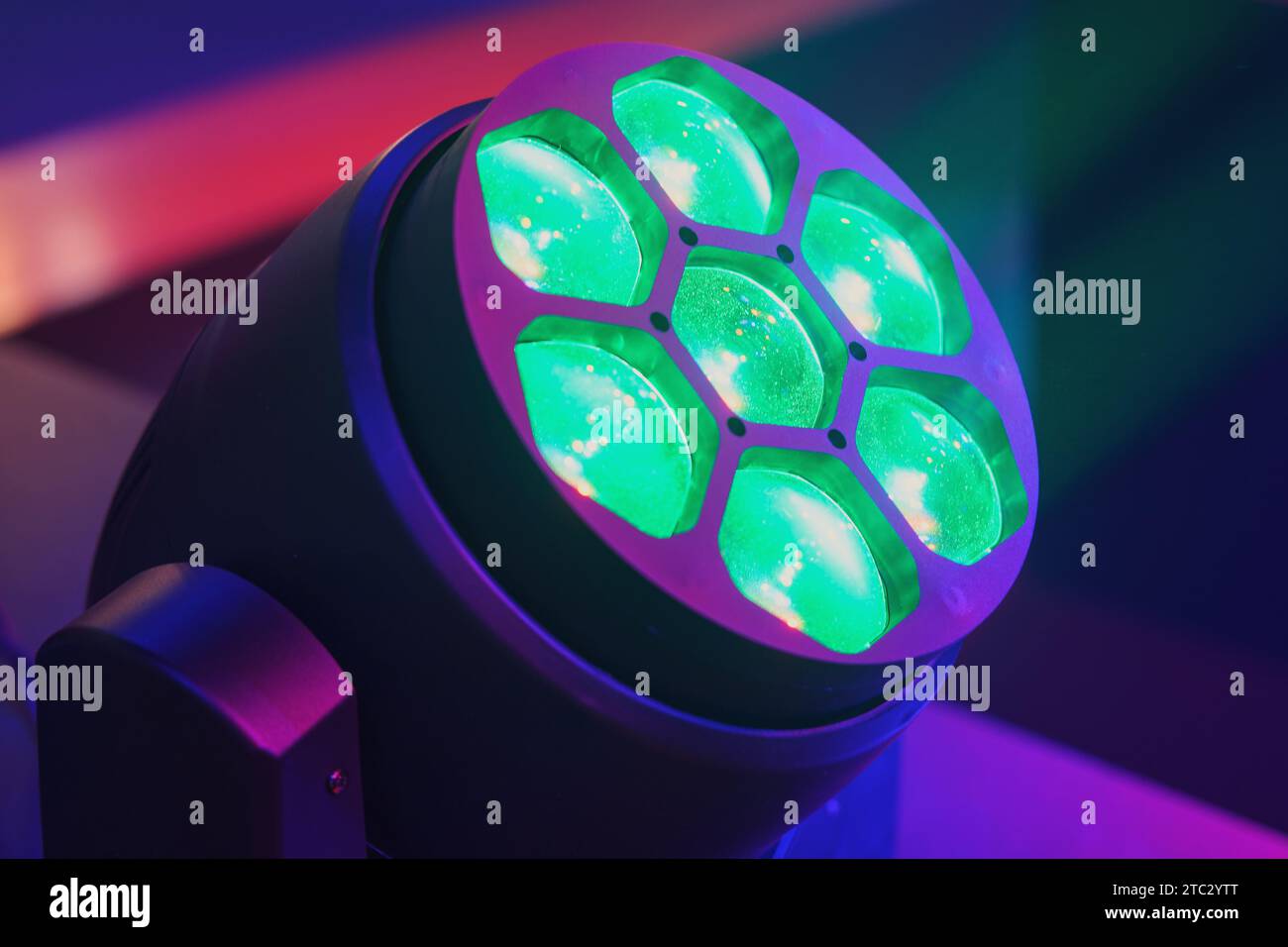 LED torch with green light, close-up, shallow depth of field Stock ...