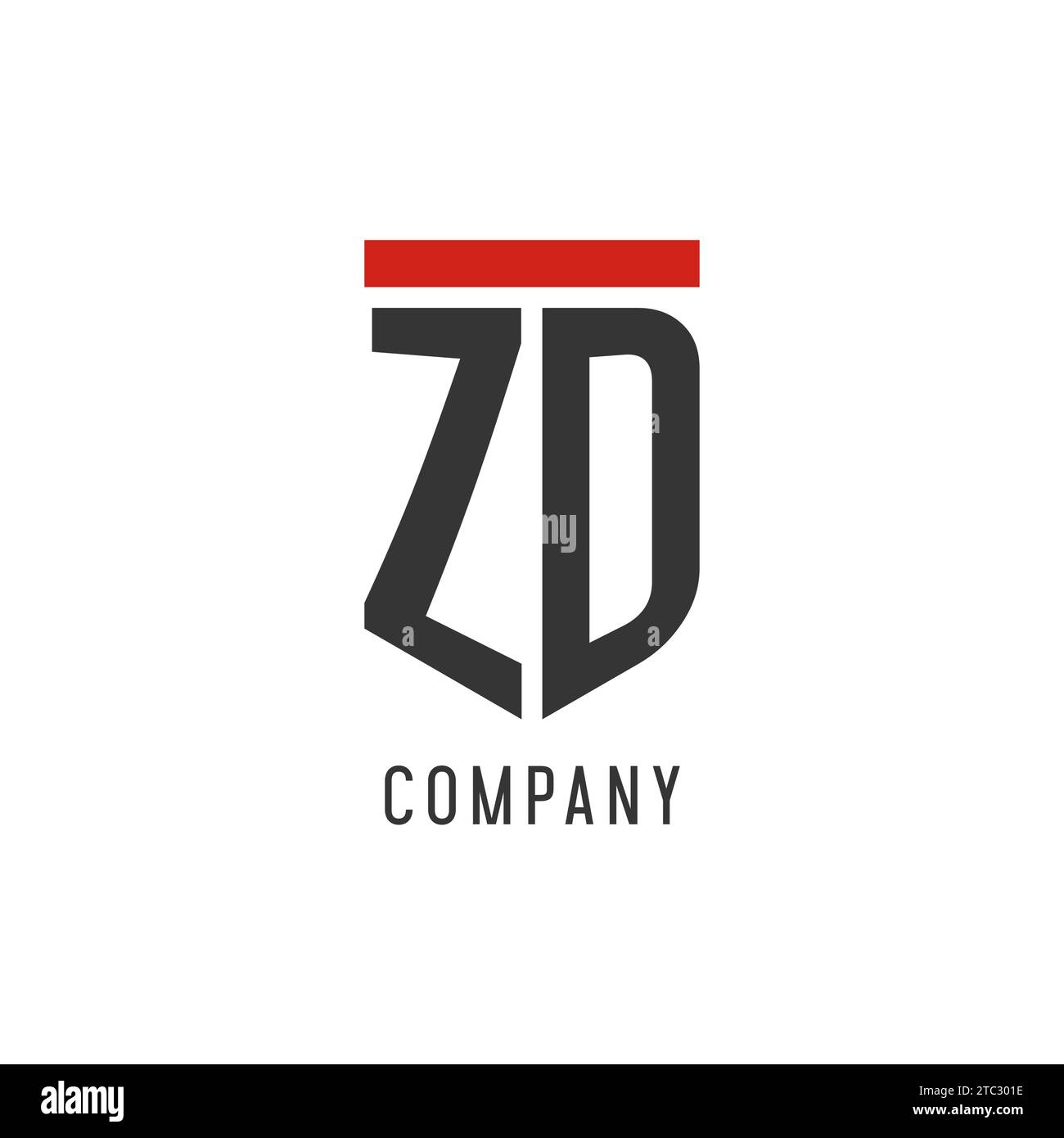 ZD initial esport logo with simple shield design style vector graphic ...