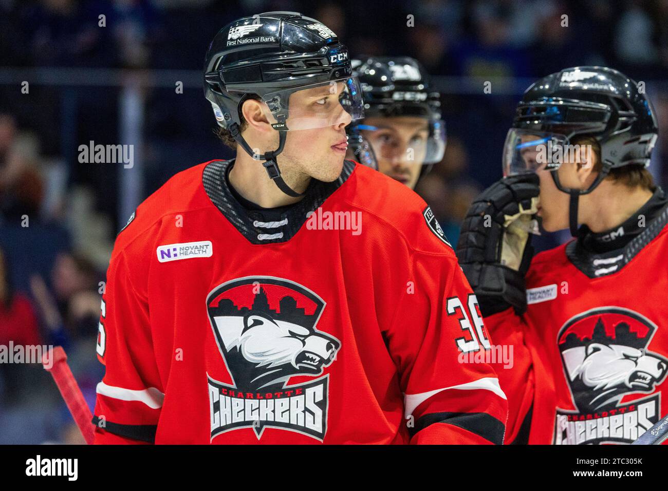 Rochester, New York, USA. 8th Dec, 2023. Charlotte Checkers forward ...