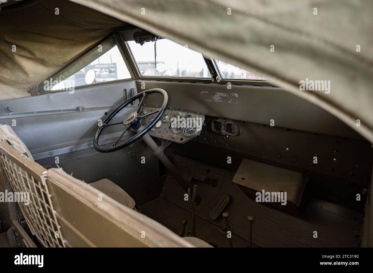 Interior view of the American GMC DUKW amphibious military vehicle ...
