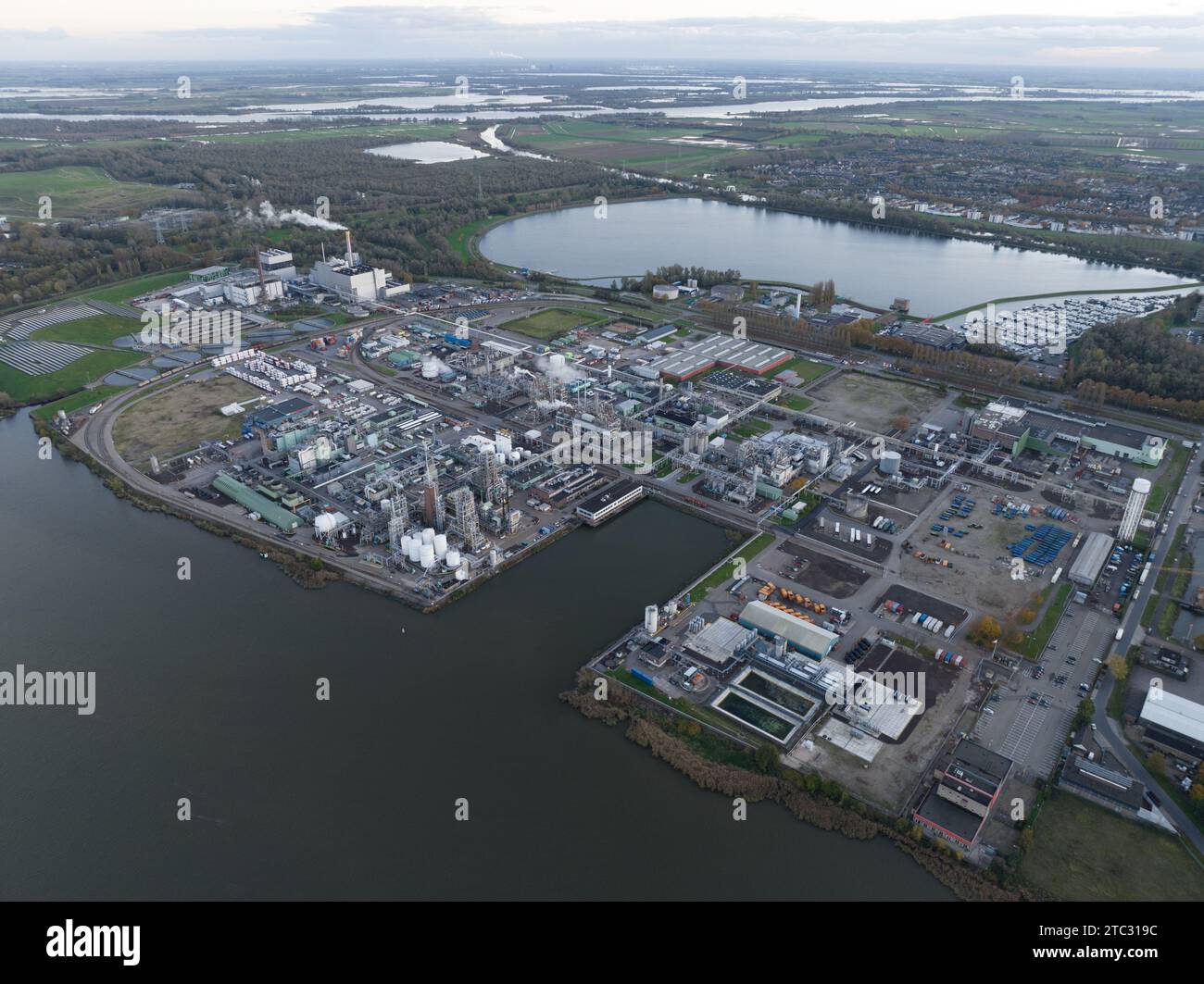 Aerial drone view of a fluoropolymers production facility in Dordrecht ...