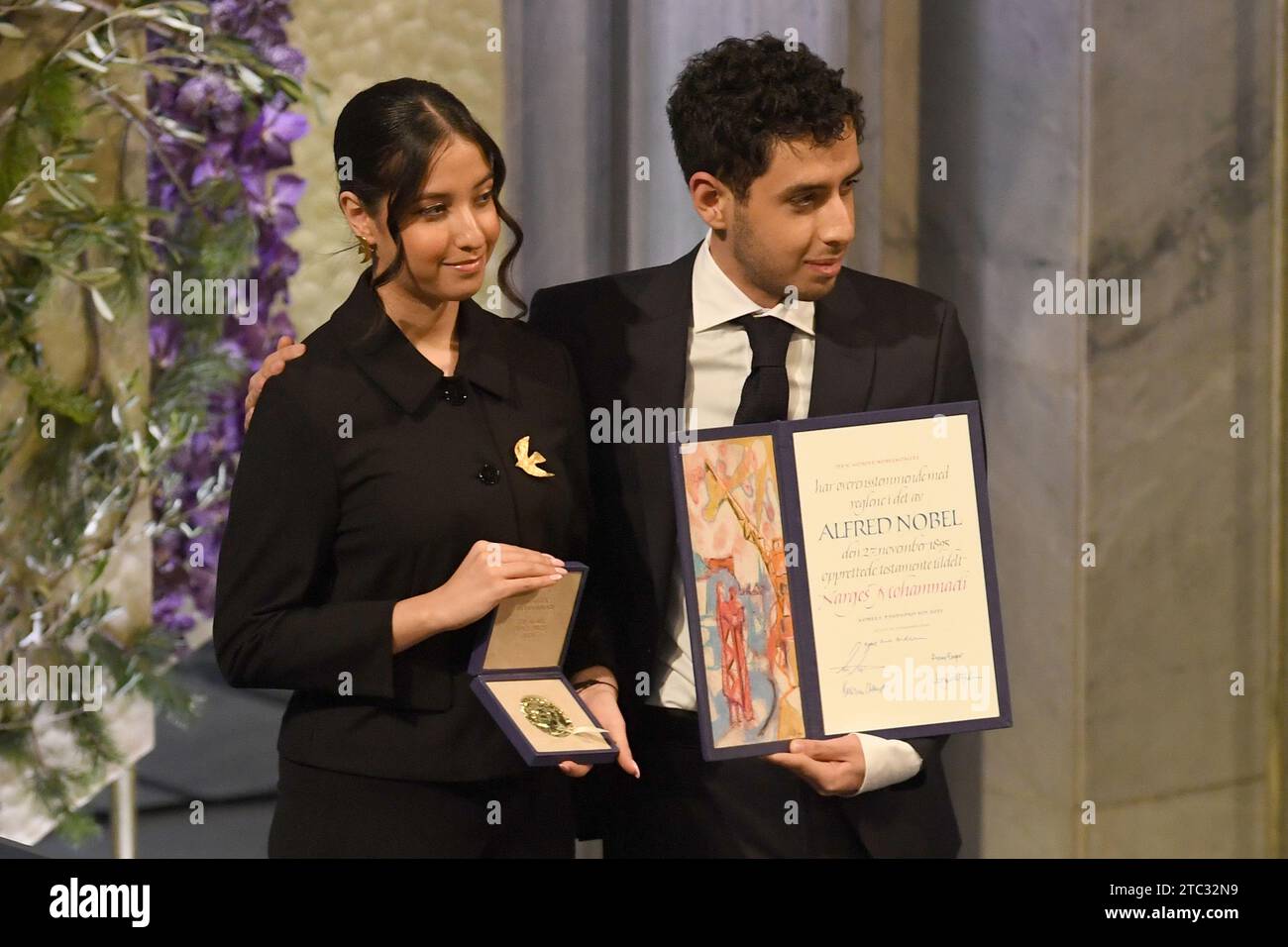 Oslo, Norway. 10th Dec, 2023. Ali Rahmani and Kiana Rahmani attend The ...