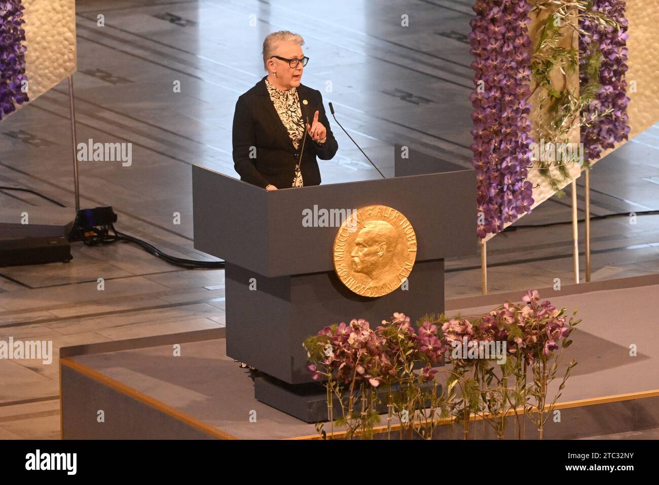 Oslo, Norway. 10th Dec, 2023. Nobel Committee chairwoman Berit Reiss ...