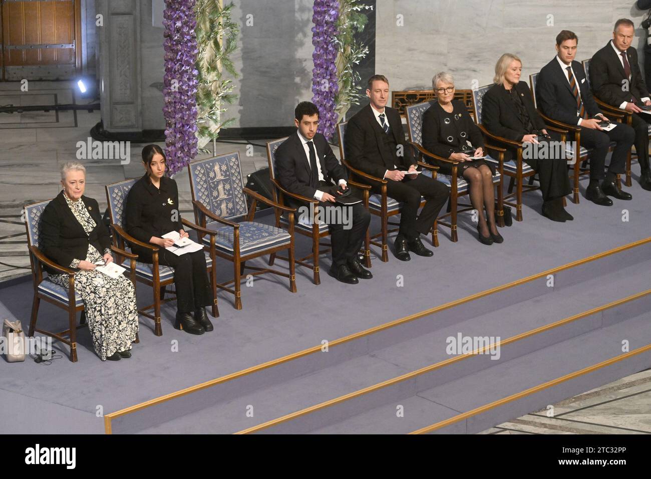 Oslo, Norway. 10th Dec, 2023. Ali Rahmani, Kiana Rahmani and Nobel ...