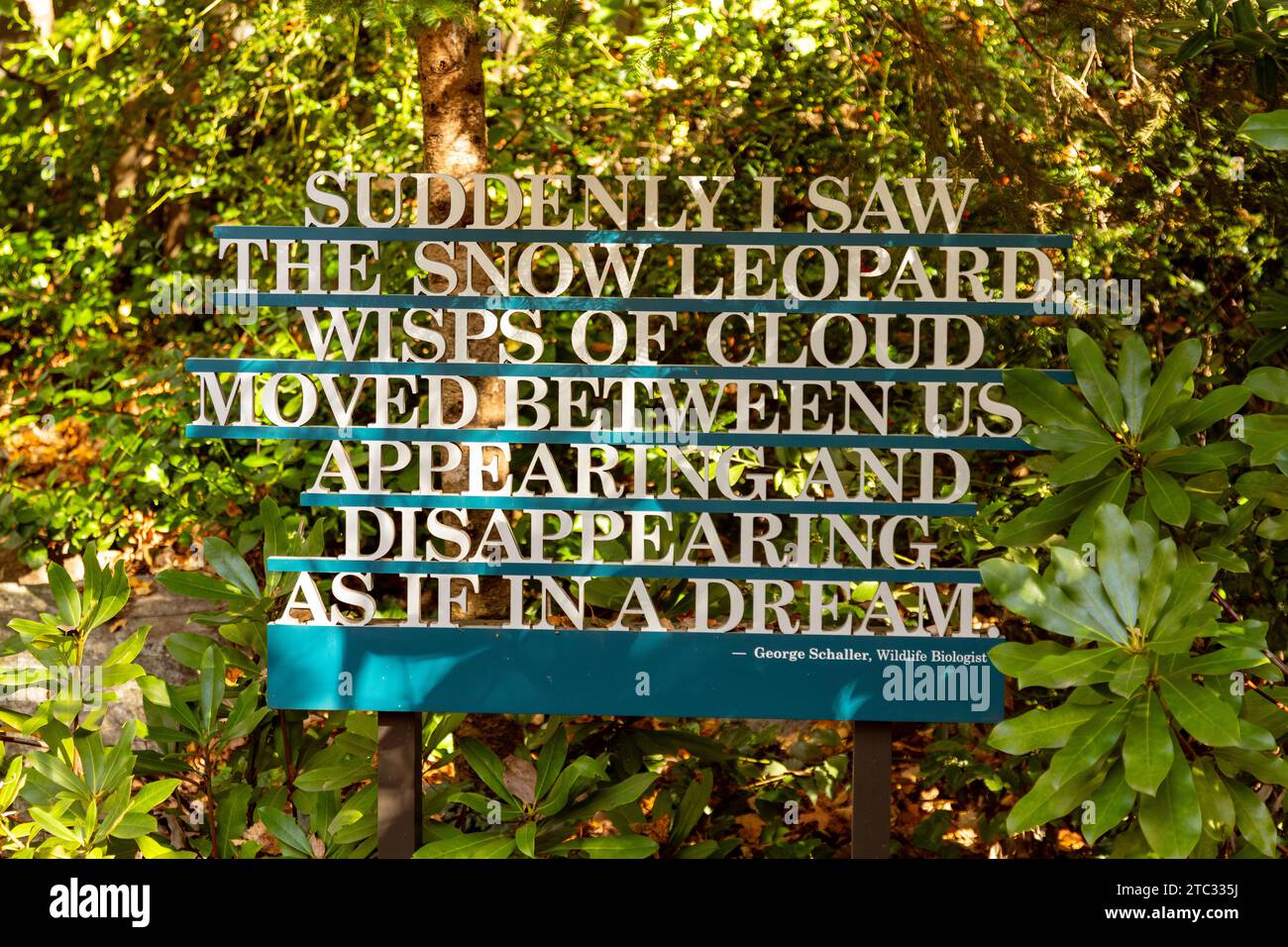 Snow Leopard enclosure sign, Central Park Zoo, New York City, United ...