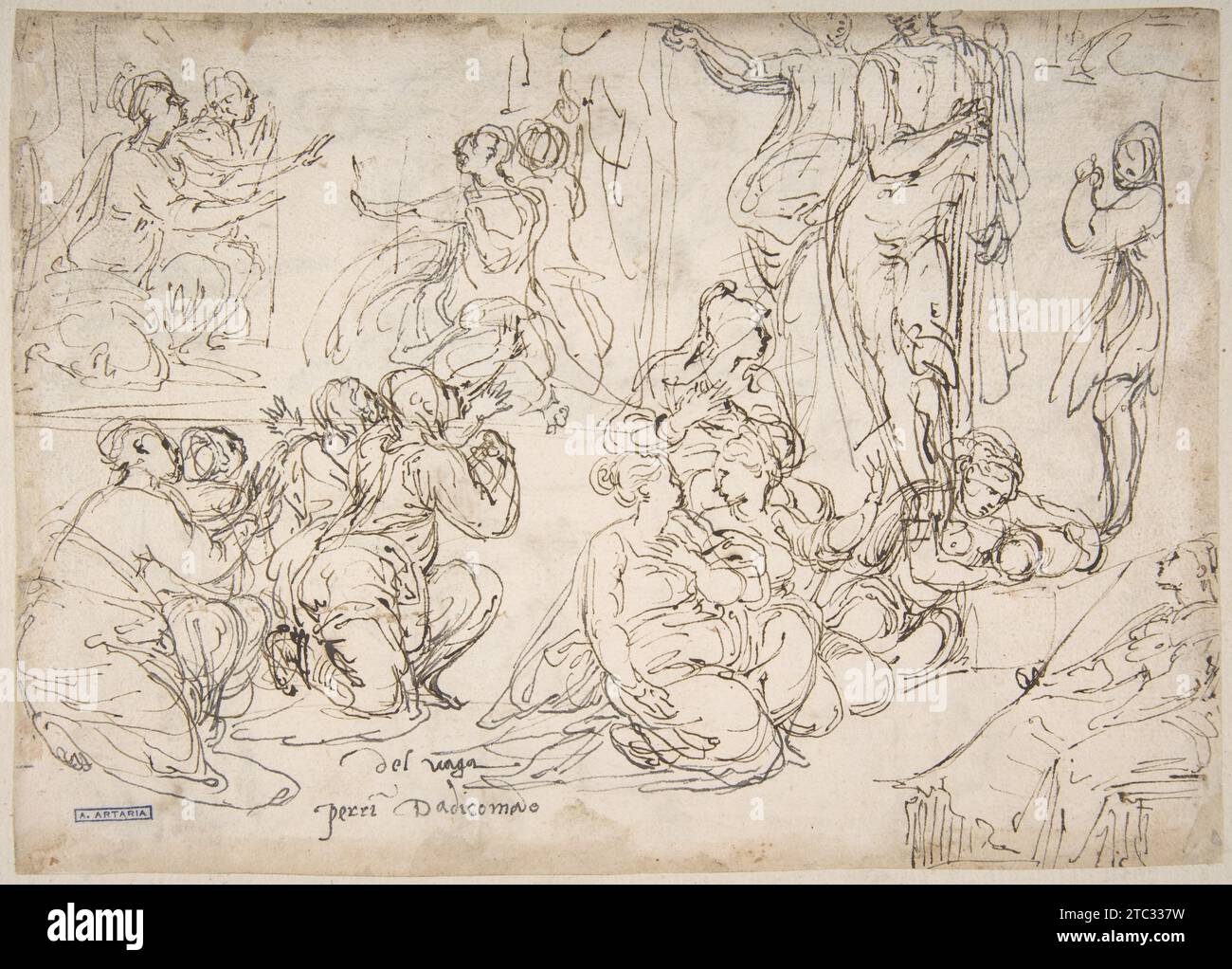 Kneeling, Seated and Standing Figures (recto); Seated, Kneeling and ...