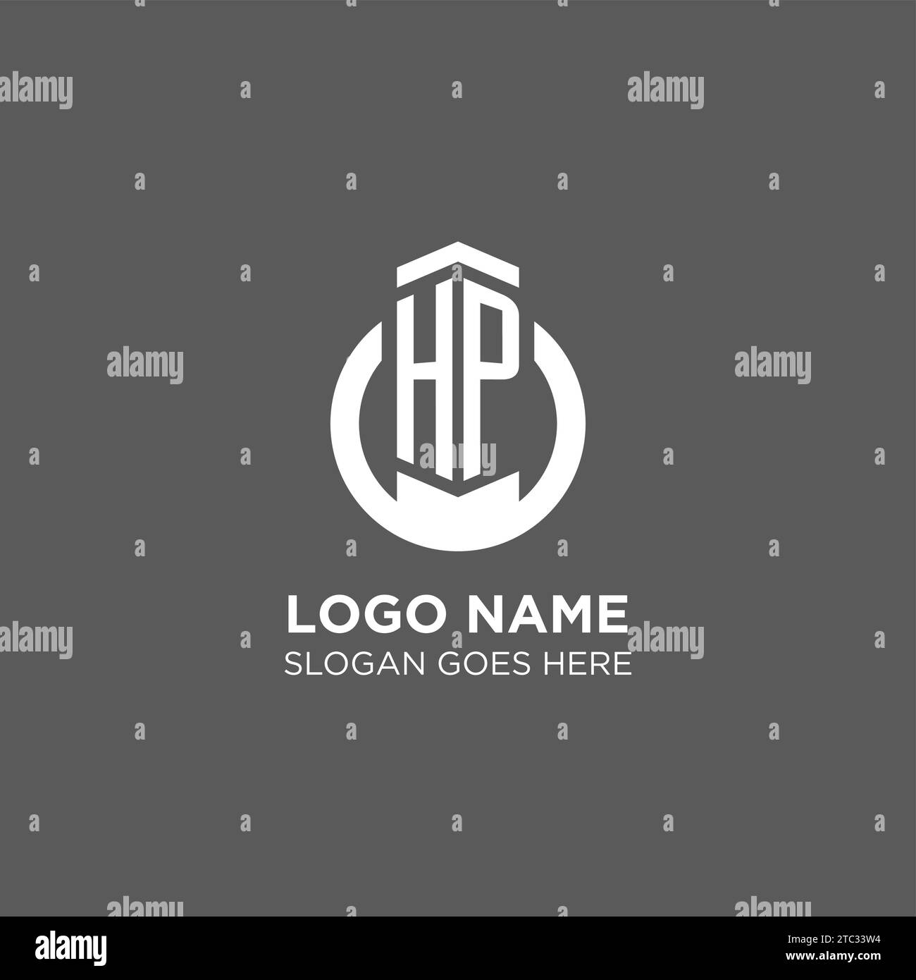 Initial Hp Circle Round Line Logo Abstract Company Logo Design Ideas Vector Graphic Stock